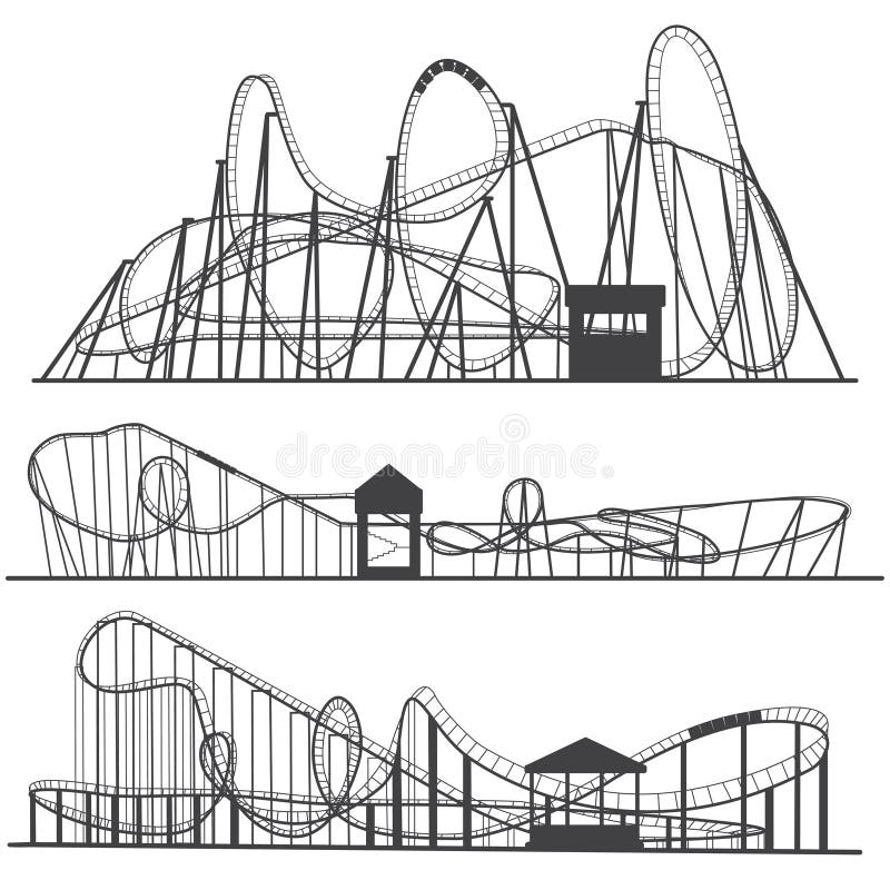 Rollercoaster Black White Stock Illustrations – 539 Rollercoaster Black ...
