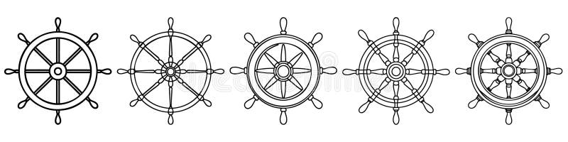 Set of Silhouettes of a Ship S Helm. Ship S Rudder Stock Illustration ...