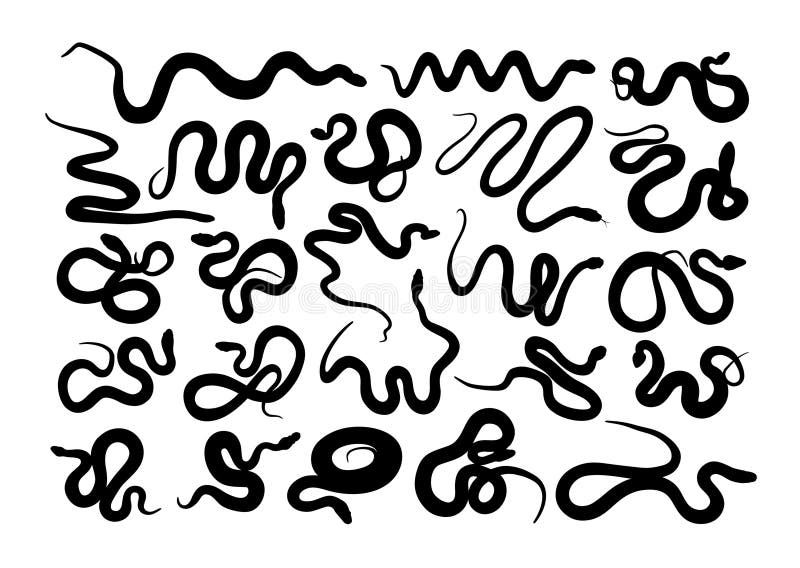 Set silhouettes of snakes. stock vector. Illustration of vector - 326086773