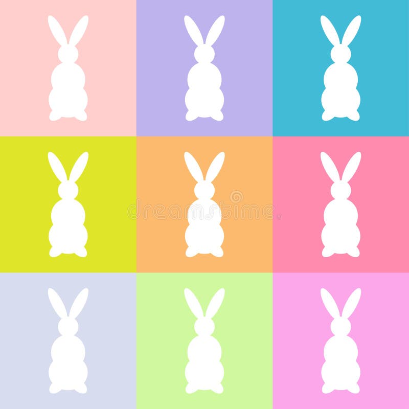 Set of Silhouettes White Rabbits on Colored Backgrounds Stock Vector ...