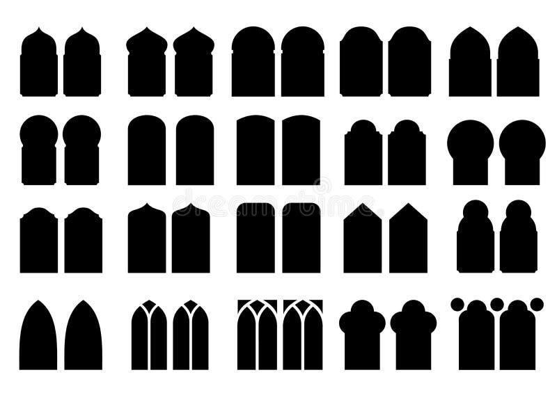 Set of silhouettes windows stock vector. Illustration of entrances ...