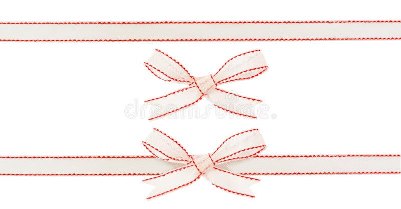 Set of Silk Red and White Ribbon and Bow Stock Photo - Image of ...
