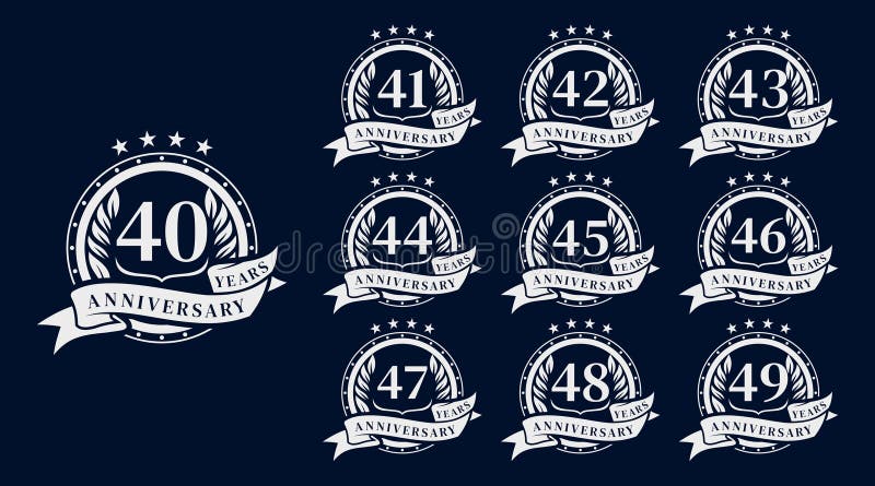 Set of Silver Anniversary Celebration Logo Vector. Premium Anniversary ...