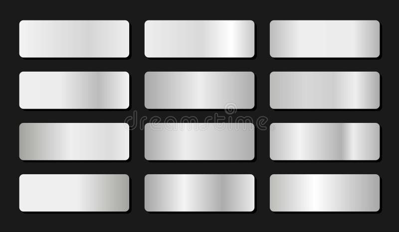 Set of Silver Banners. Vector Illustration. Isolated on Black ...
