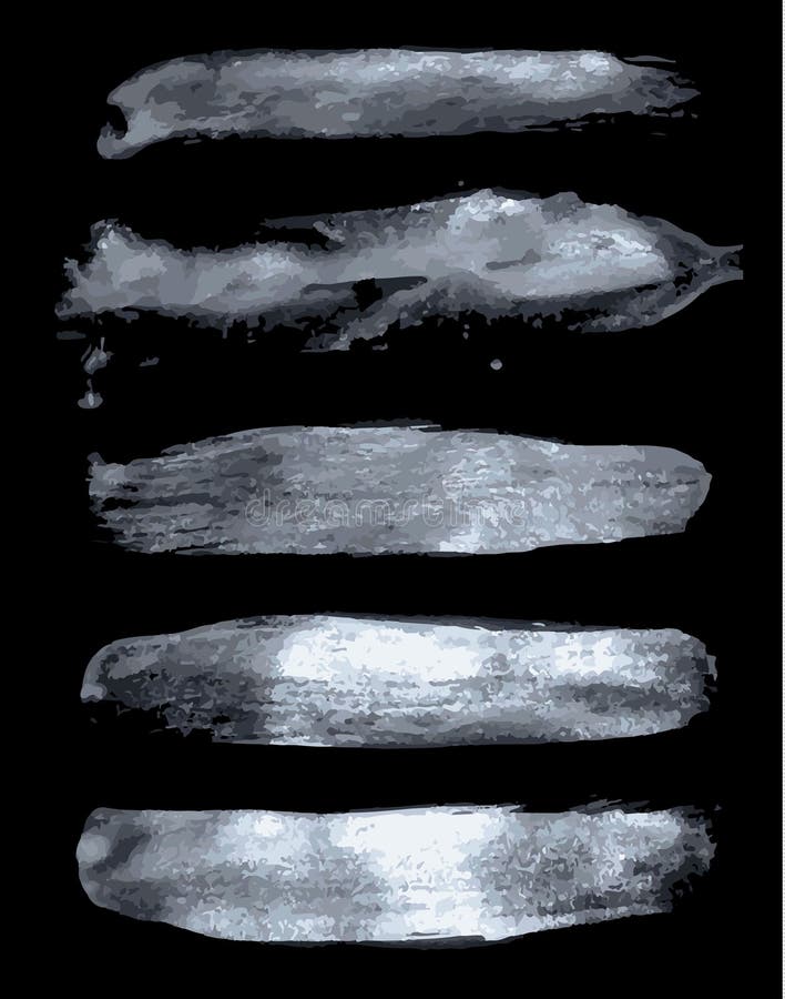 Set of Silver Brushes on a Black Stock Vector - Illustration of color ...