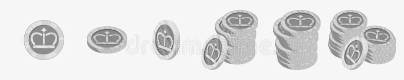Set of Silver Coins from Different Points of View. Vector Illustration ...
