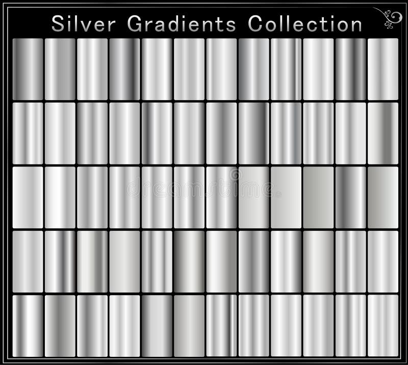 Set of Silver Foil Texture Background. Metal Gradient Template Stock ...