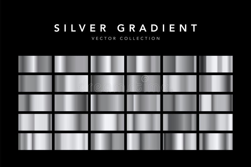 Set of Silver Foil Texture Background. Metal Gradient Template Stock ...
