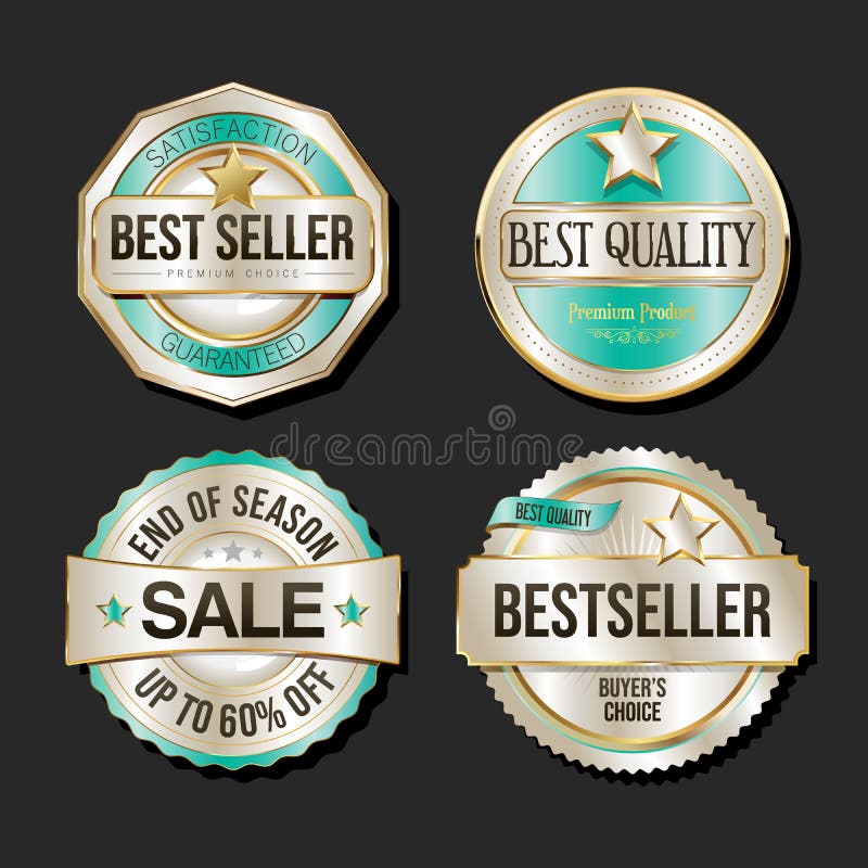 Collection of Silver and Gold Badges and Labels Vector Illustration ...