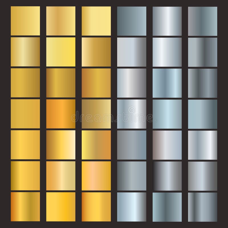 Set of Silver and Gold Gradients. Stock Vector - Illustration of ...