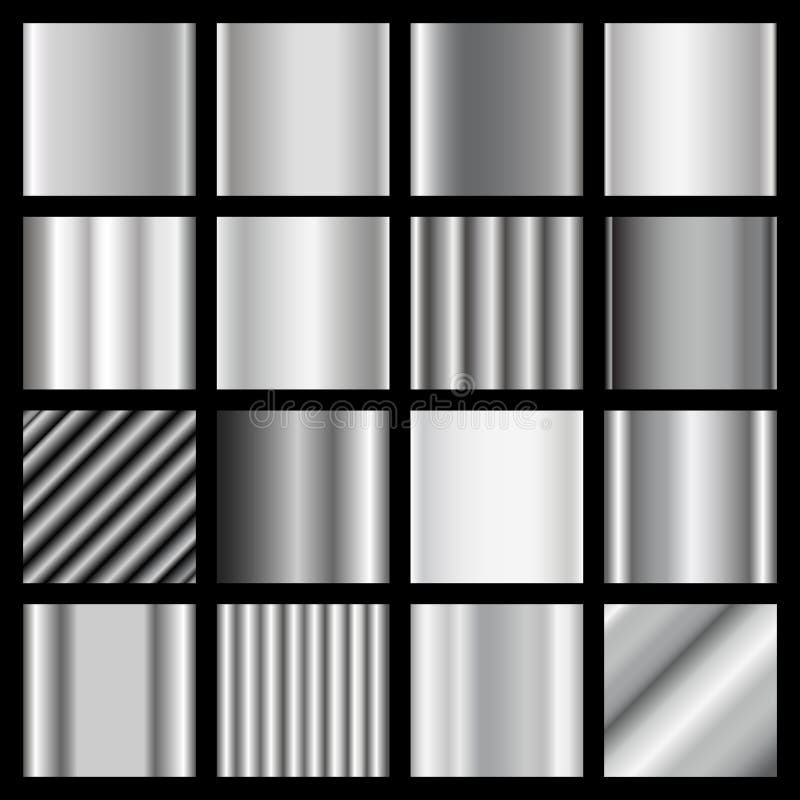 Set of Silver Gradients. Metallic Squares Collection Stock Vector ...