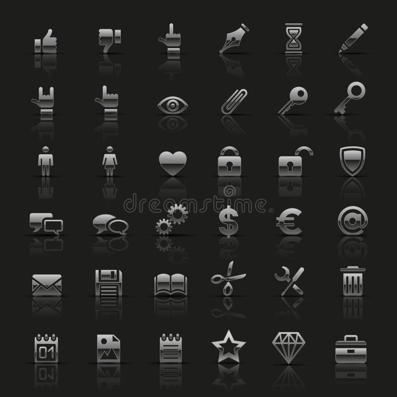 Set of silver icons stock vector. Illustration of bundle - 43295554
