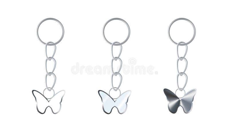 A Set of Silver Keychains in the Shape of a Butterfly. Metal Key ...