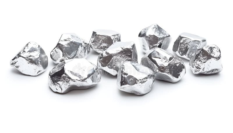 Set of Silver Nuggets on White Background Stock Image - Image of value ...