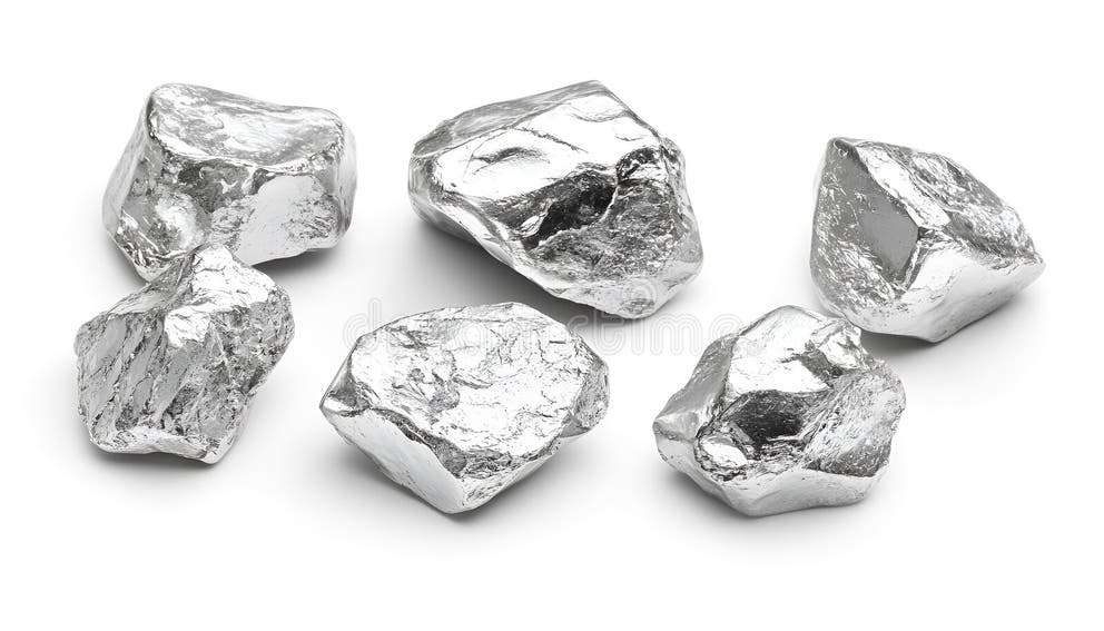 Set of Silver Nuggets on White Background Stock Image - Image of native ...