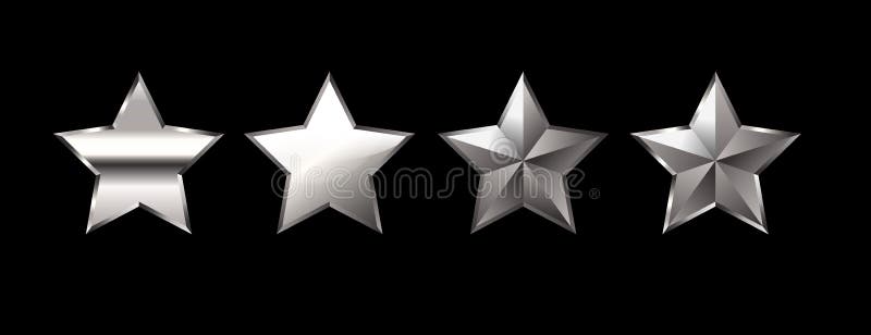 Set of Silver Stars. Silver Stars Isolated on Black Background. VIP ...