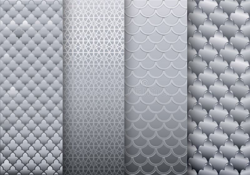 Set of Silver Textures Backgrounds Stock Illustration - Illustration of ...