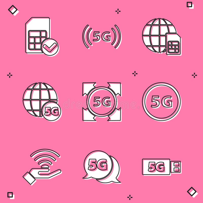 Set Sim Card, 5G Network, Globe Card, and Icon. Vector Stock ...