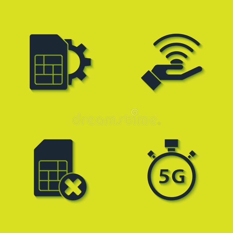 Set Sim Card Setting, Digital Speed Meter 5G, Rejected and Network Icon. Vector Stock Vector ...