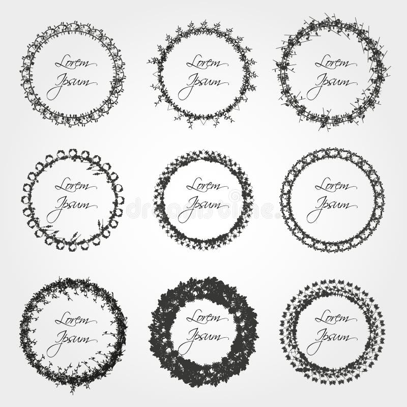 Set of Simple Abstract Floral Circle Border Decorations Eps10 Stock ...