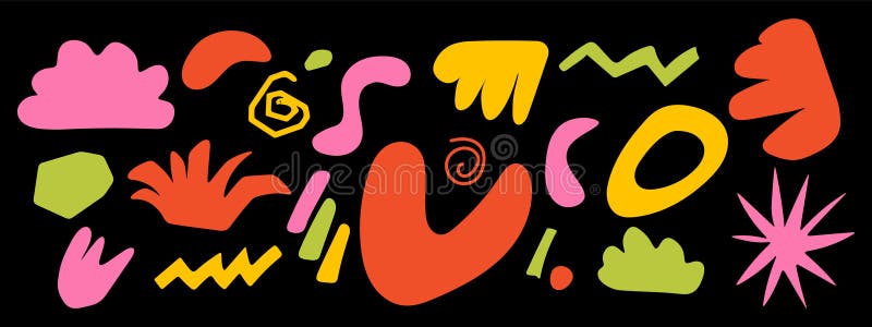 Set of Simple Abstract Freeform Shapes. Doodle Design Elements. Stock ...