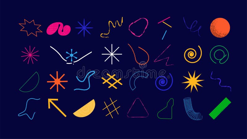 Set of Simple Abstract Linear Vector Shapes and Lines Stock Vector ...