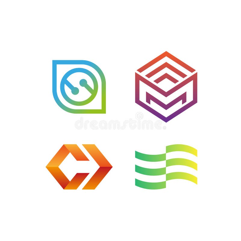 Set of Simple Abstract Logo Stock Vector - Illustration of multimedia ...