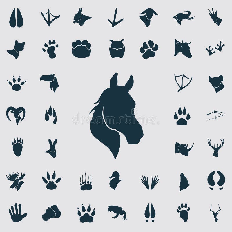 Set of Simple Animals Icons Stock Illustration - Illustration of horn ...