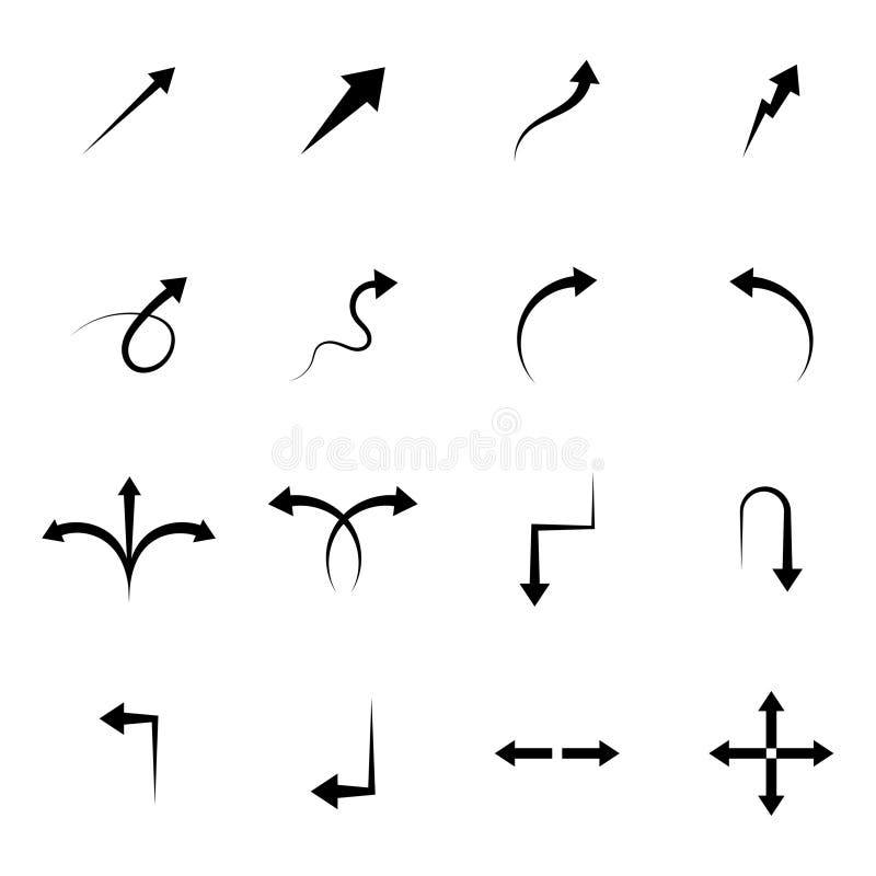 Set of Simple Arrows in Black Color Vector Illustration Stock Vector ...