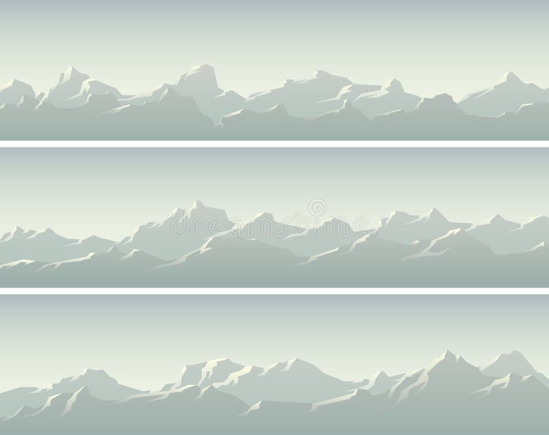 Set of Simple Banner with Snowy Mountain Ranges.s Stock Vector ...
