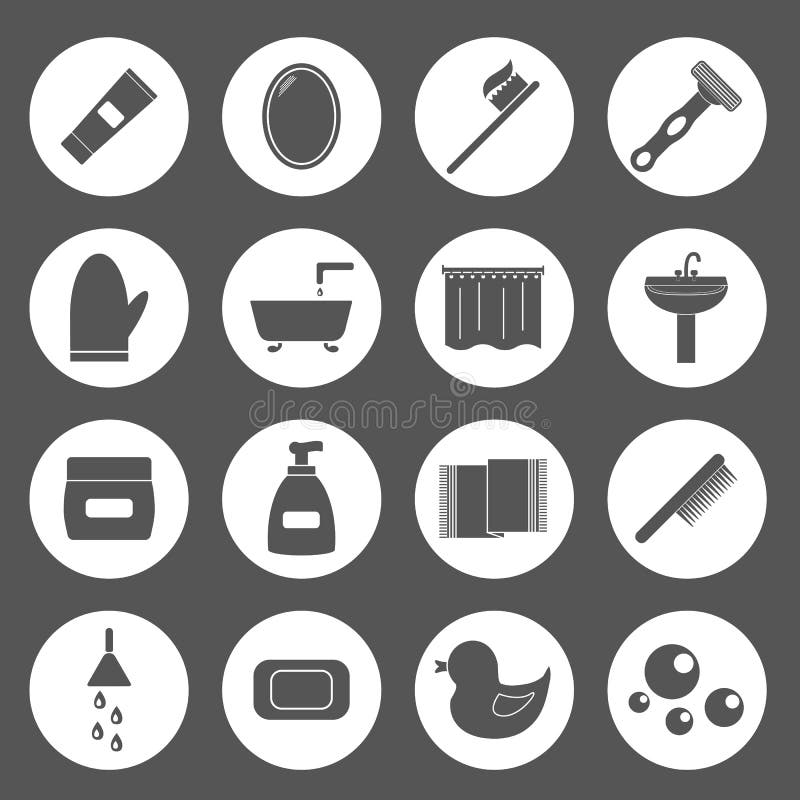 Set of Simple Bathroom Icons Stock Vector - Illustration of design ...