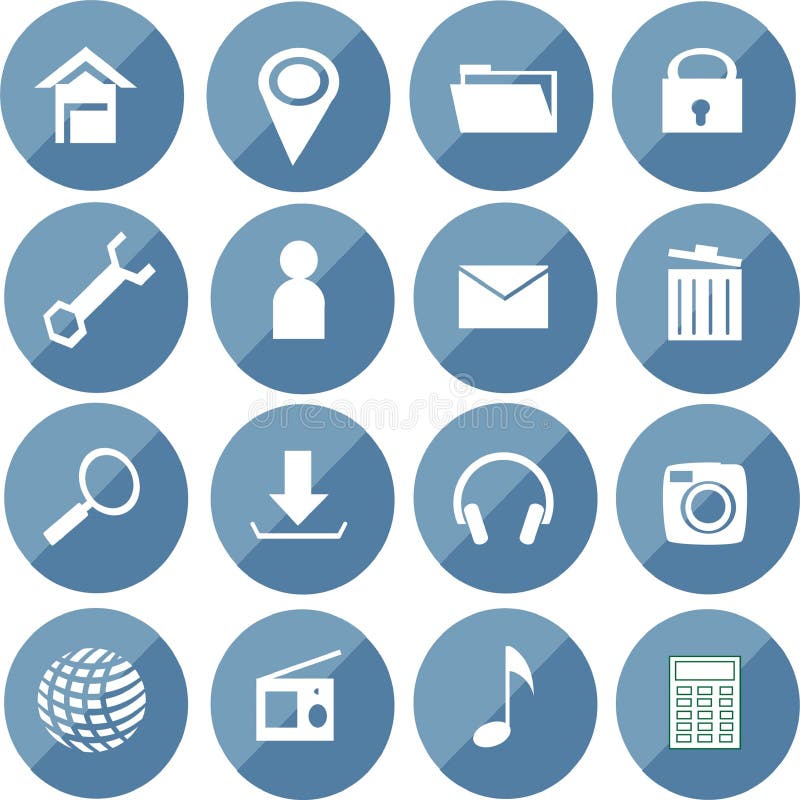 Simple blue web icon set stock vector. Illustration of search - 2568548