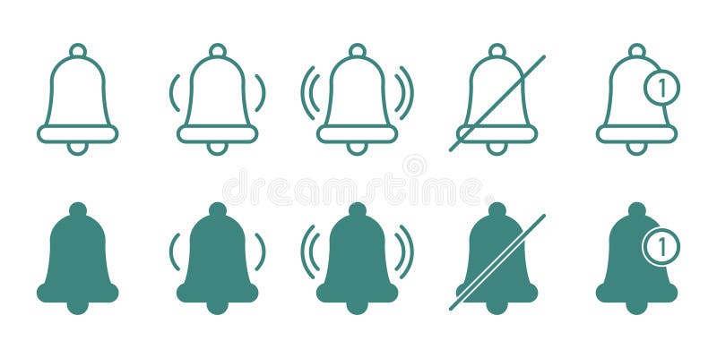 Set of Simple Bell Notification Icons Stock Illustration - Illustration ...