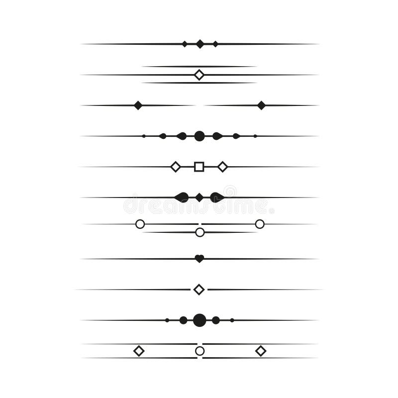 Set of Simple Black Divider Design Assorted Dividers Collection ...