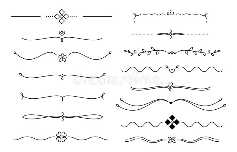 Set of Simple Black Divider Design Assorted Dividers Collection ...