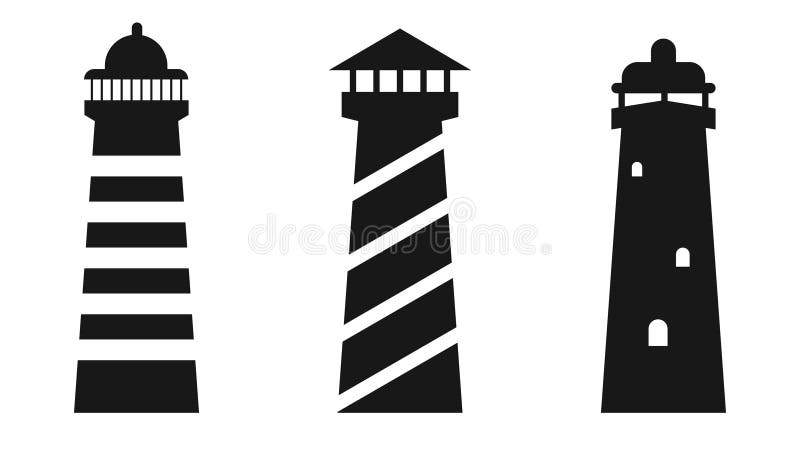Lighthouse icons set stock vector. Illustration of beacon - 340825413