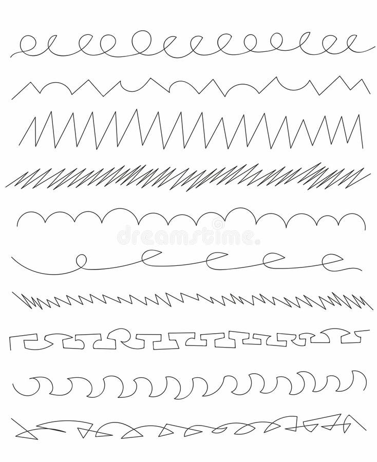 Set of Simple Black Underline Lines with Pen, Pencil, Marker ...