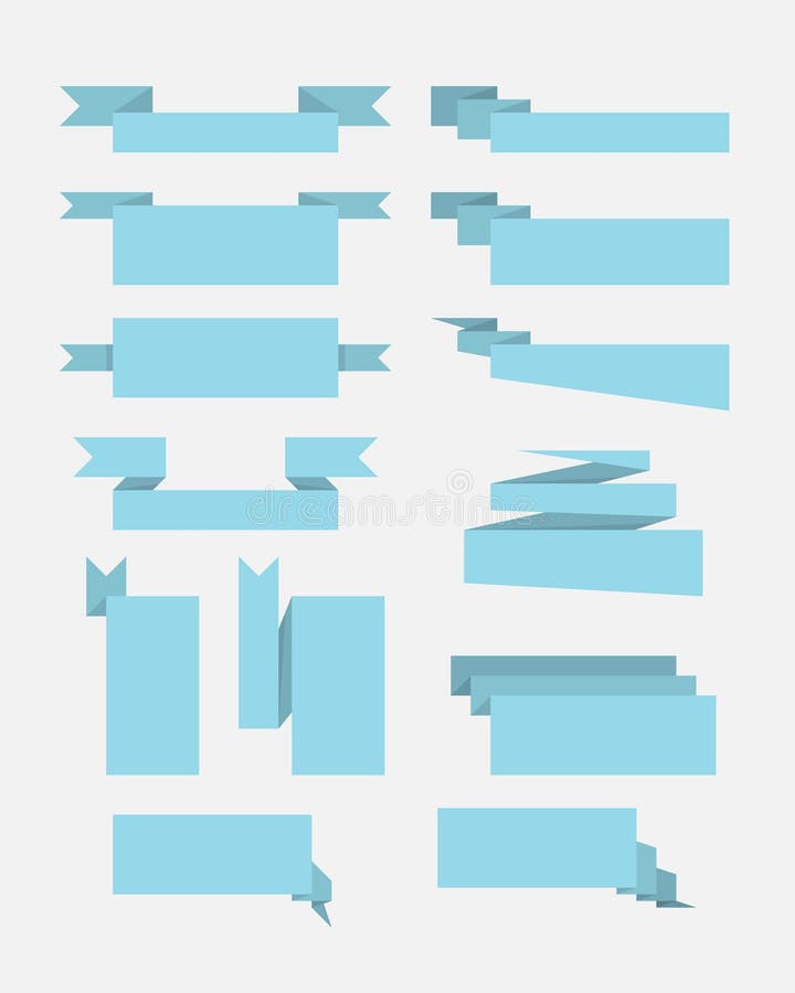 Set of Simple Blue Tape Style Banners Stock Illustration - Illustration ...