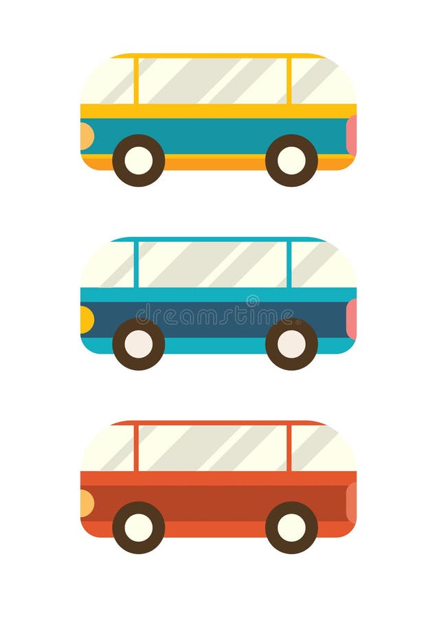 Flat Design, Vector Illustration. Set of Simple Buses Stock Vector ...