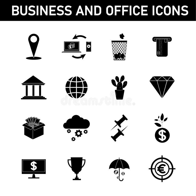 Set of Simple Business Icons Stock Vector - Illustration of graphic ...