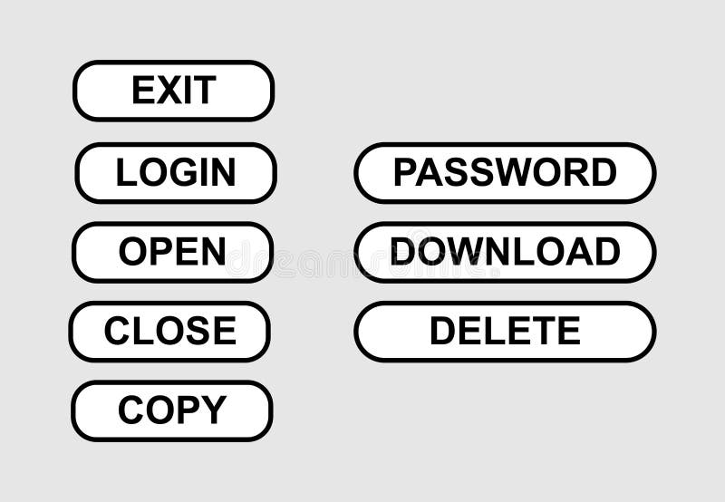 Set of Simple Buttons with Popular Computer Words Stock Vector ...
