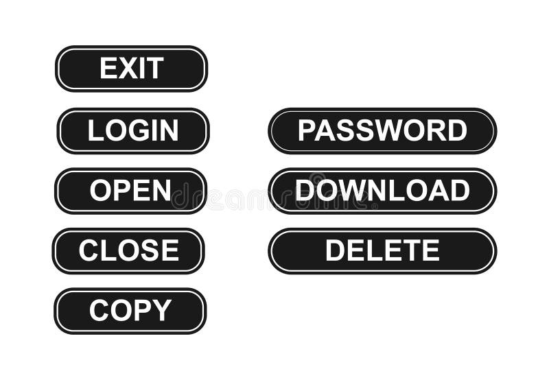 Set of Simple Buttons with Popular Computer Words Stock Vector ...