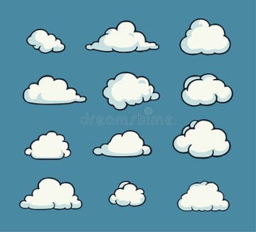 Set of Simple Cartoon Clouds, Vector Illustration. Stock Vector ...
