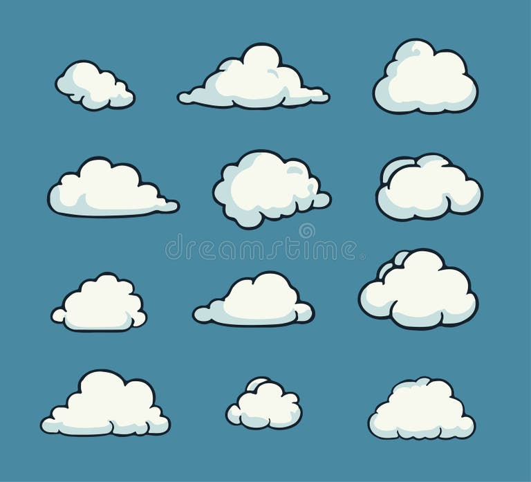Set of Simple Cartoon Clouds, Vector Illustration. Stock Vector ...