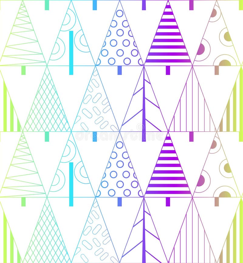 Set of Simple Christmas Patterns. Color Illustration of Christmas Trees ...
