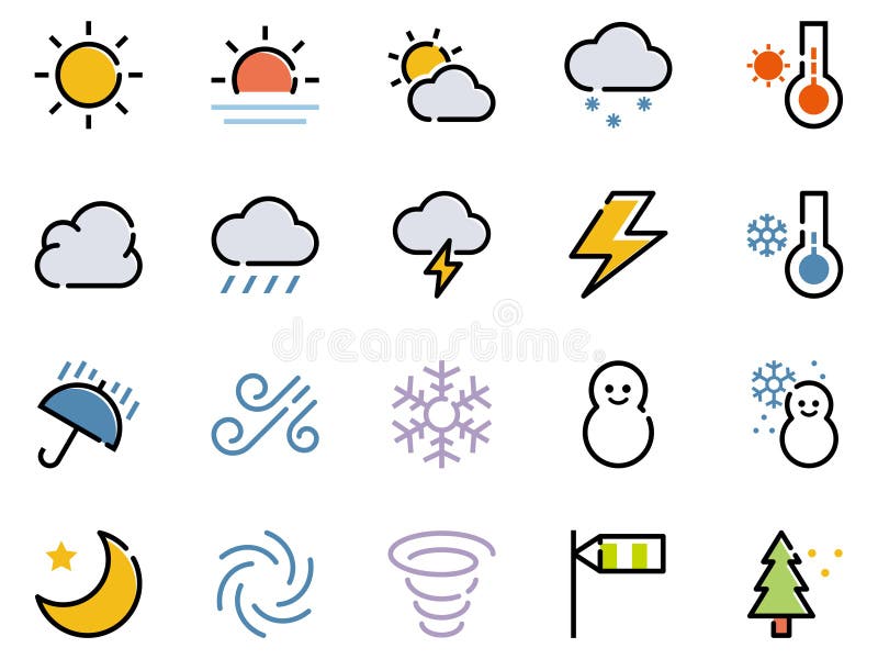 Set of Simple Climate Icons in Flat Style Stock Vector - Illustration ...