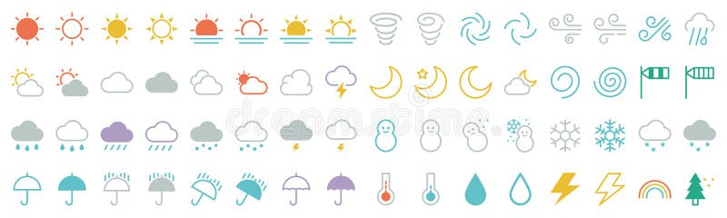 Set of Simple Climate Icons in Flat Style Stock Vector - Illustration ...
