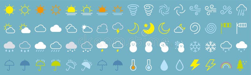 Set of Simple Climate Icons in Flat Style Stock Vector - Illustration ...