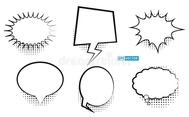 Set of Simple Comic Bubbles Template or Black White Bubble Speech with ...