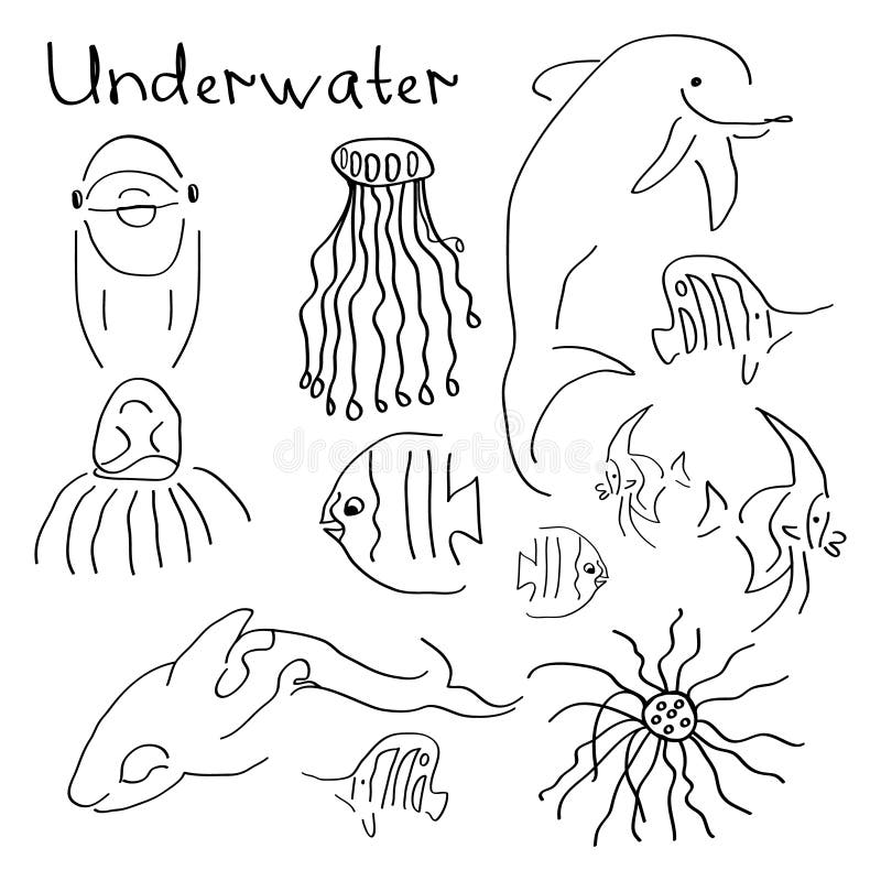 Underwater Line Drawings Stock Illustrations – 165 Underwater Line ...